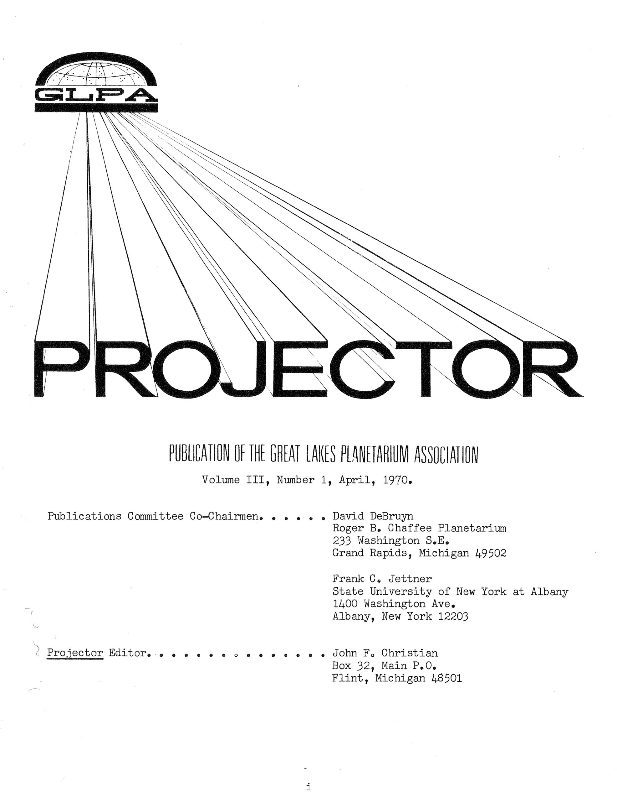 1970 – GLPA Projector – Great Lakes Planetarium Association